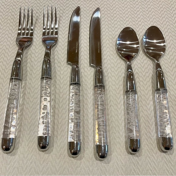 Dining | Clear Lucite Bubble Silverware Stainless Flatware Set For Two ...